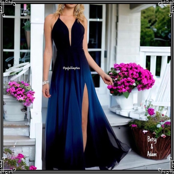 Betsy & Adam | Dresses | Betsy Adam Lace Up Back Ombre Gown | Poshmark